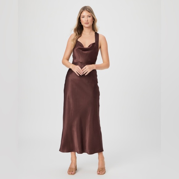 PAIGE | Dresses | Paige Marcel Dress In Rum Raisin Silk Satin Brand New ...